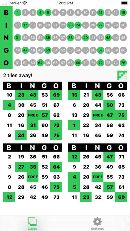 Speedingo - A faster way to play multiple Bingo cards!